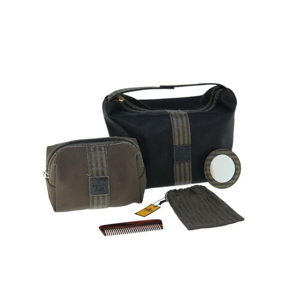 Fendi | Bags | Pre Loved Fendi Pouch Pecan Canvas Pvc 2set Black Brown Auth Bs625 | Poshmark